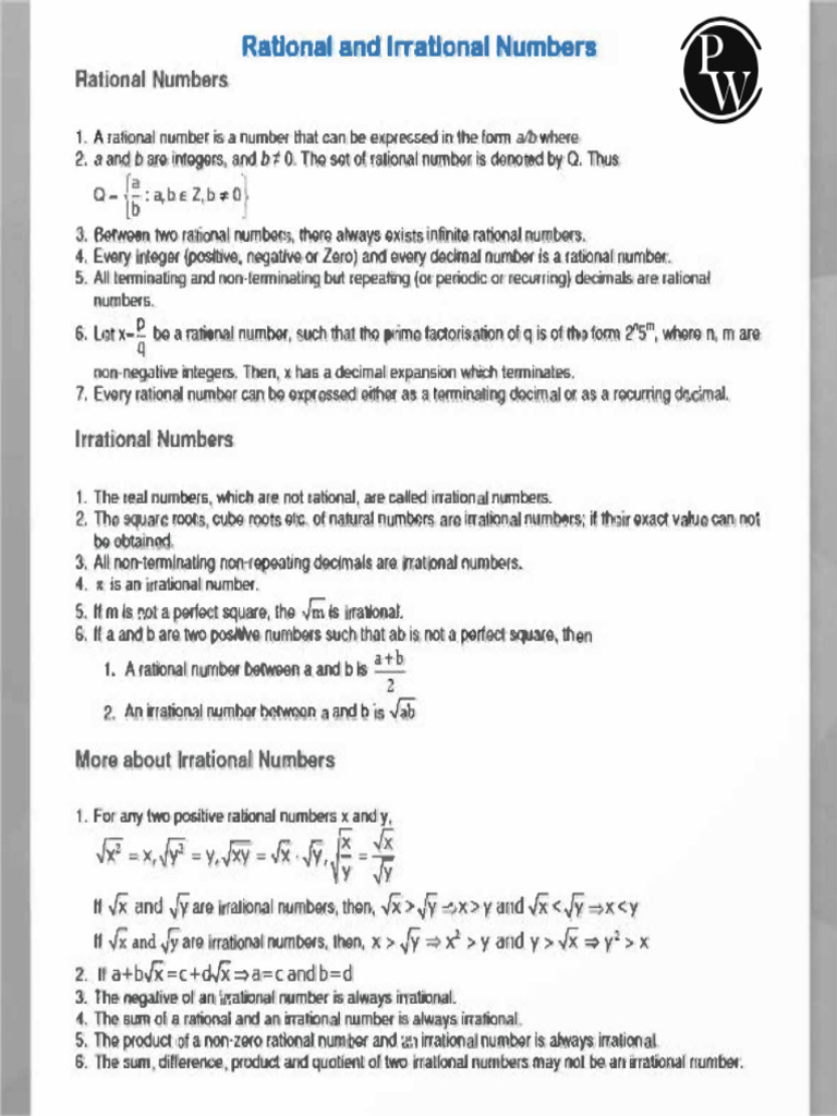 Rational and Irrational Numbers Explained | PDF | Number Theory ...