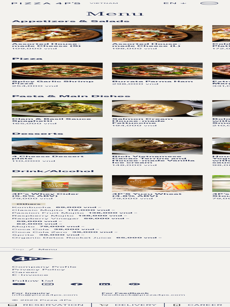 Menu Pizza 4P's | PDF