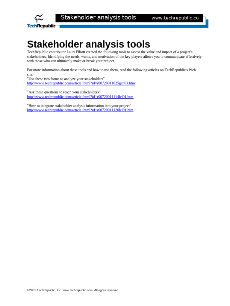 Stakeholder Analysis Tools | PDF | Business