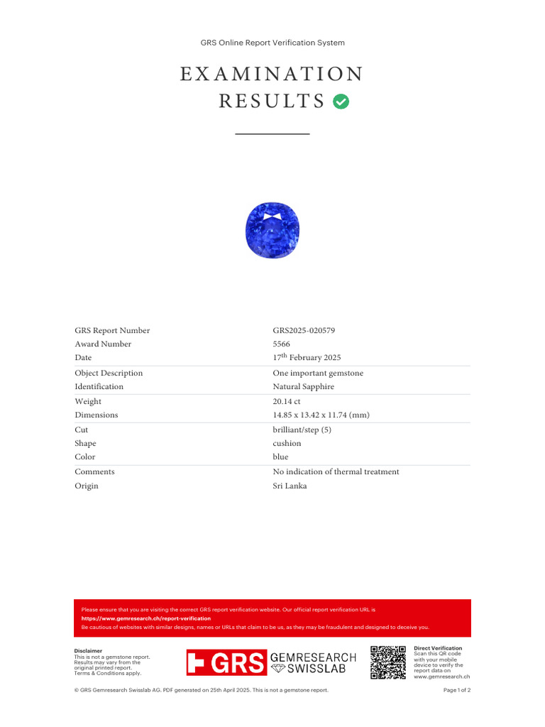 GRS Report Verification for Sapphire | PDF | Gemstone | Jewellery ...