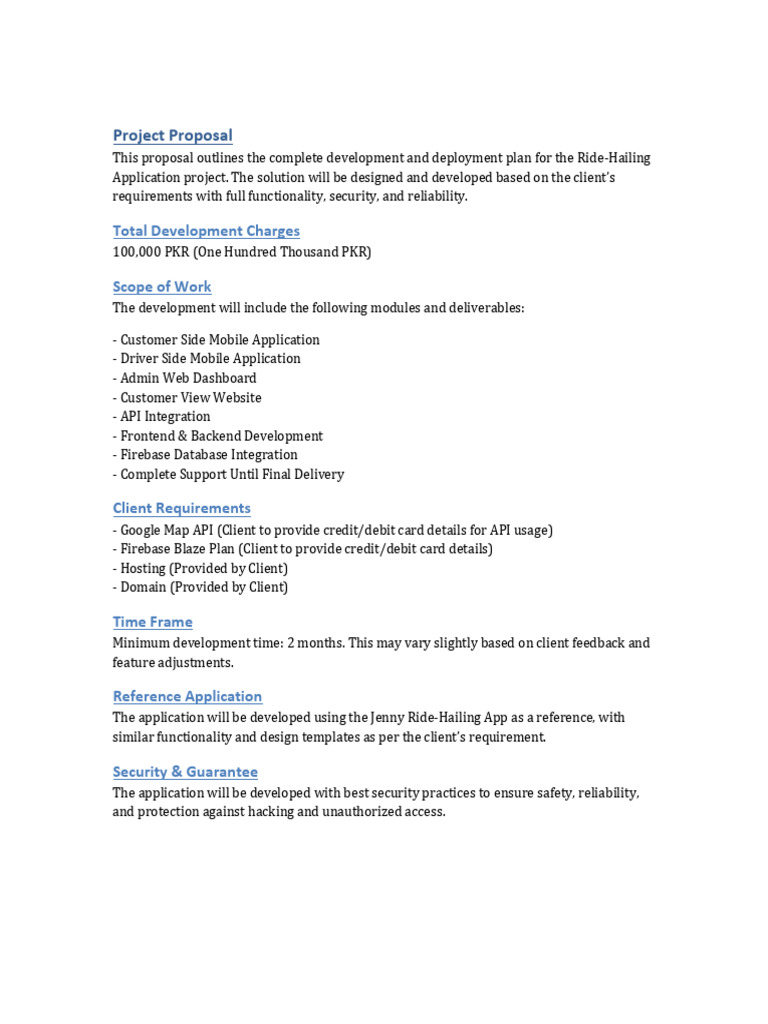 Ride Hailing Proposal-1 | PDF