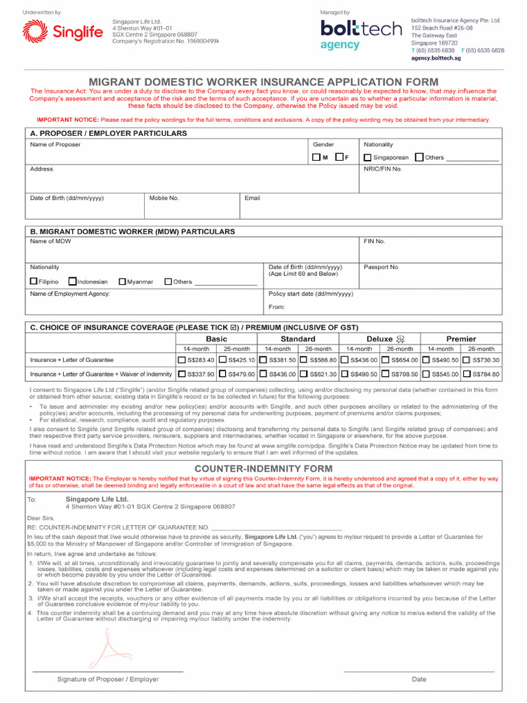 SPORELIFE MDW Insurance Application Form 2024 (Editable) | PDF