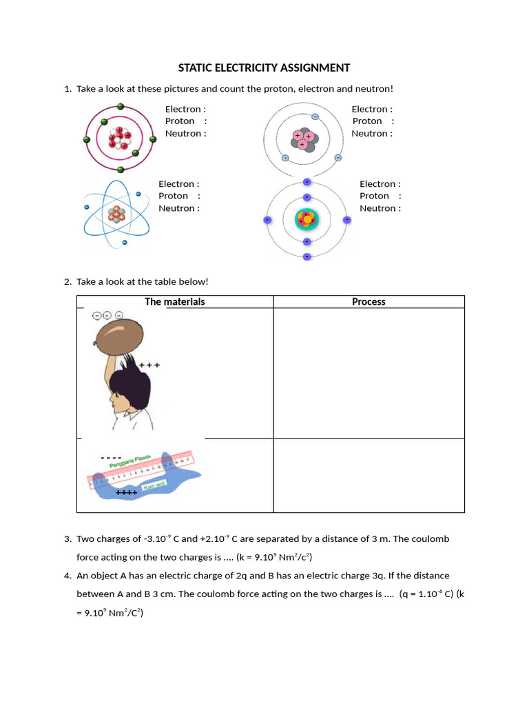 Static Electricity Assignment | PDF
