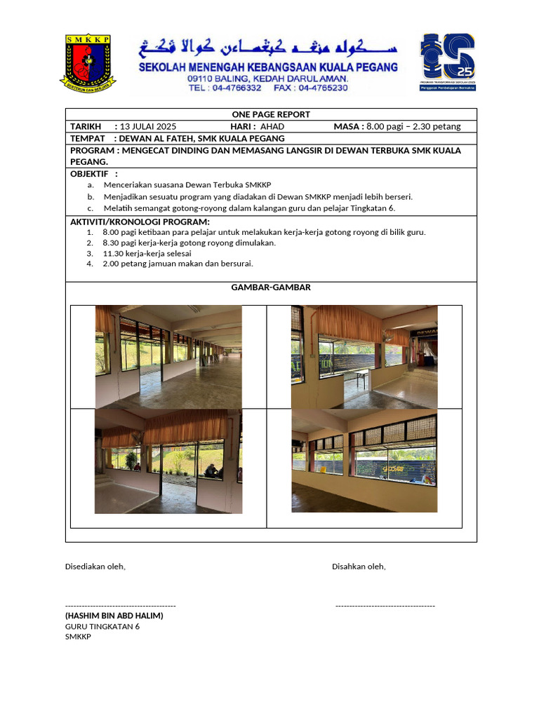 One Page Report Karya Kreatif Dewan Terbuka Smkkp-2025 | PDF