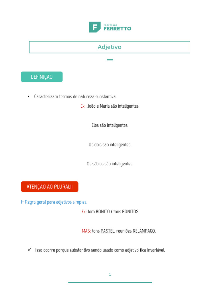 4.adjetivo + Plural Dos Adjetivos Compostos | PDF