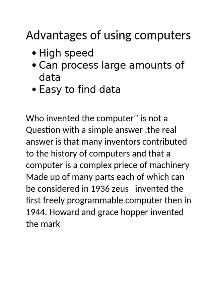 Benefits of Computer Technology | PDF