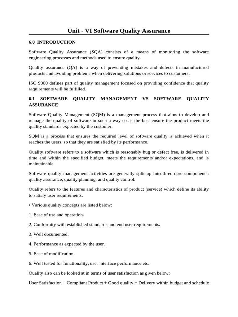 Software Quality Assurance Overview | PDF | Software Testing | Quality ...