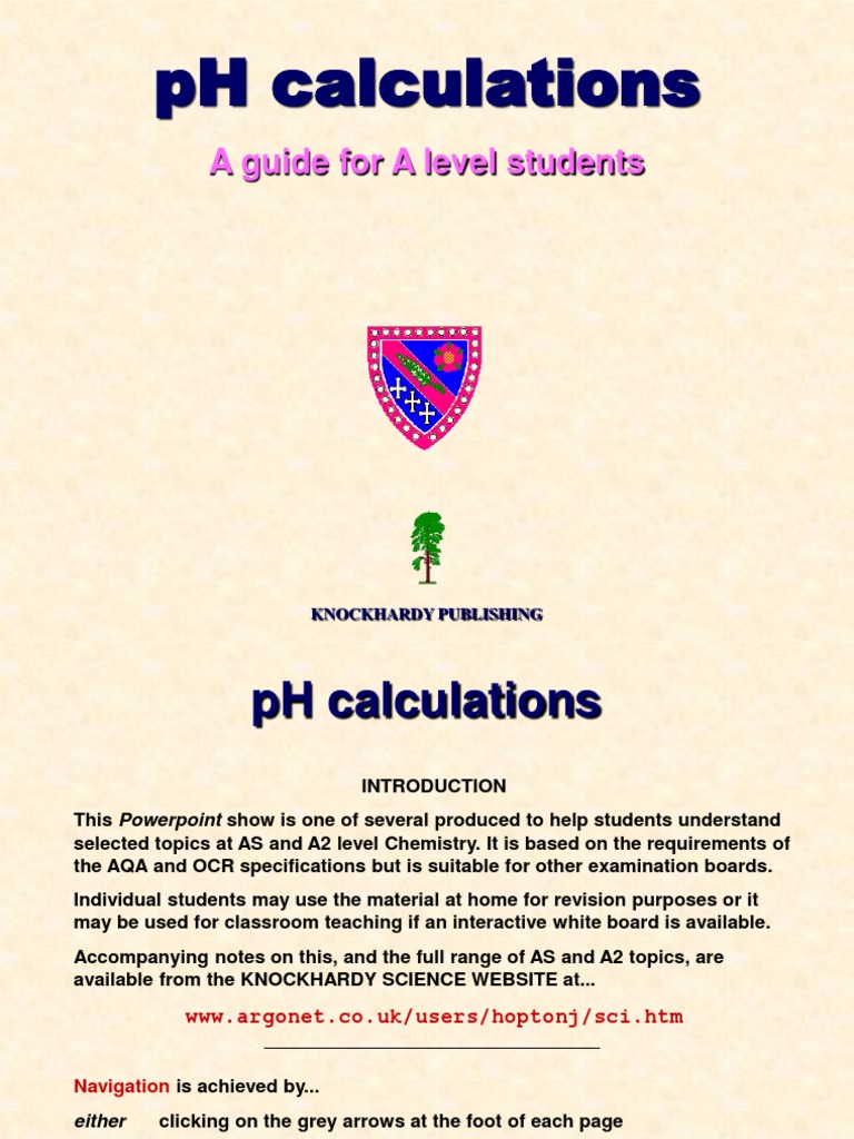 PH Calculations | PDF | Ph | Dissociation (Chemistry)
