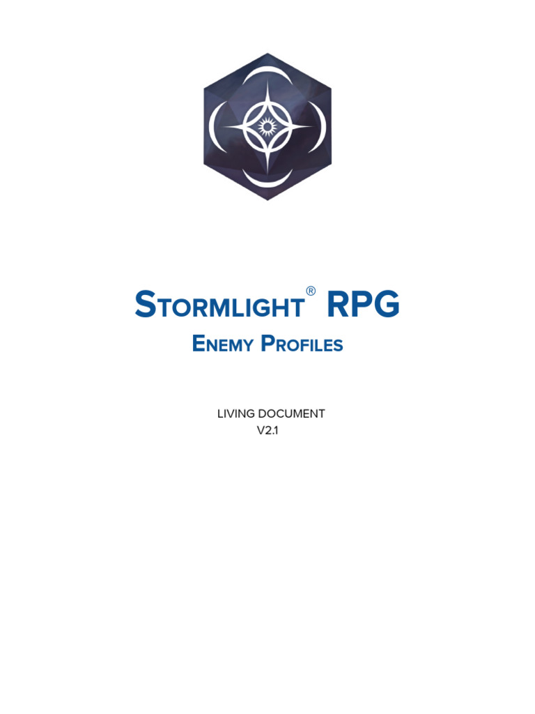Stormlight RPG Enemy Profiles V2.1 | PDF | Predation | Perception
