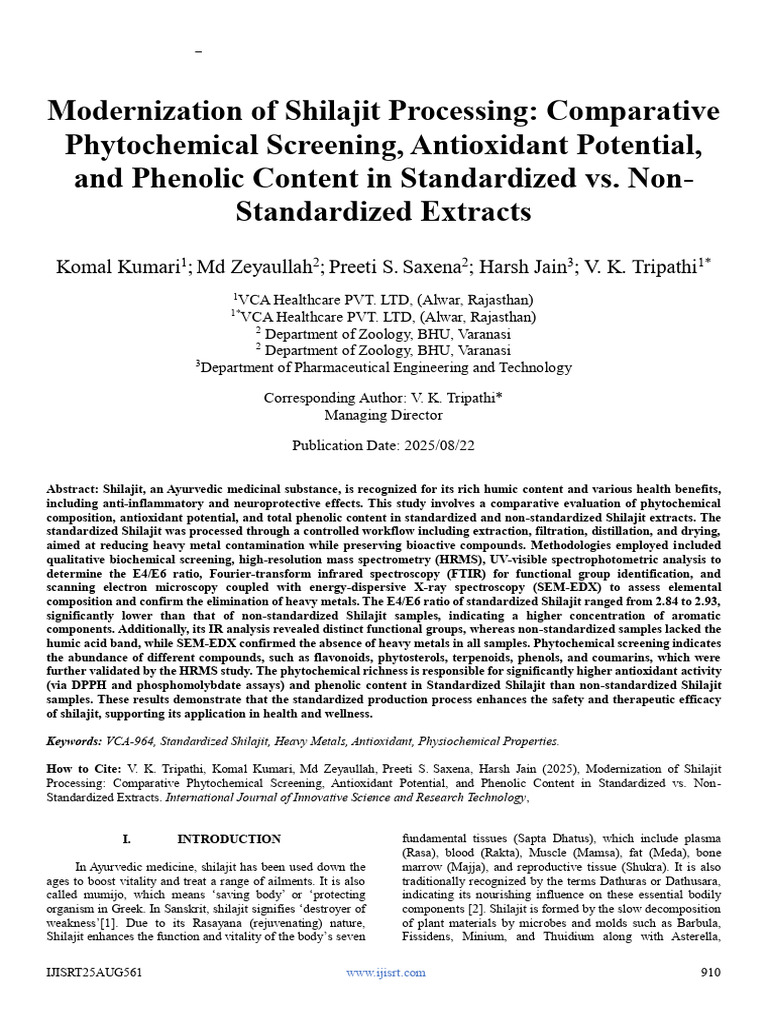 Shilajit Processing: Standardized vs. Non-Standardized | PDF | Infrared ...