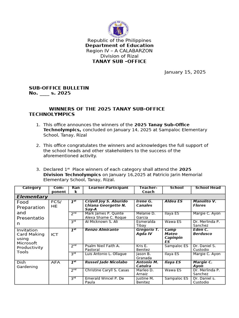 2025 SO Technolympics Bulletin | PDF | Foods | Baking