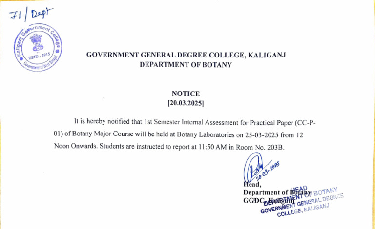 Botany Practical Assessment Notice | PDF