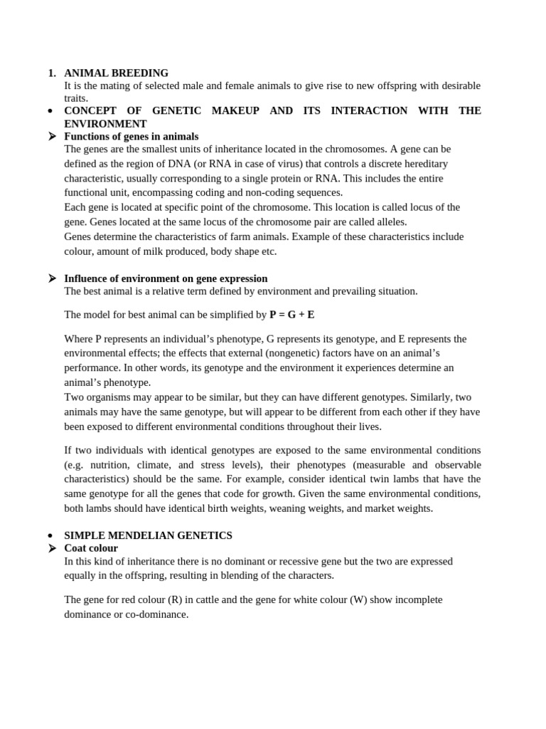 Animal Breeding | PDF | Dominance (Genetics) | Genotype