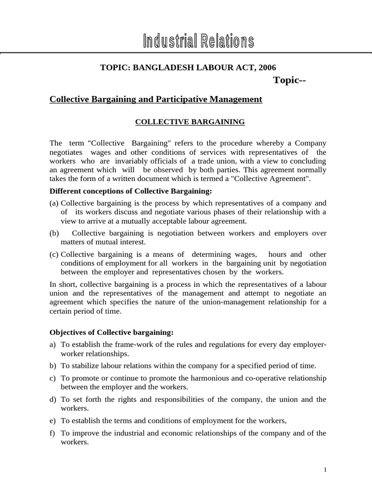 Collective Bargaining in Bangladesh | PDF | Collective Bargaining ...
