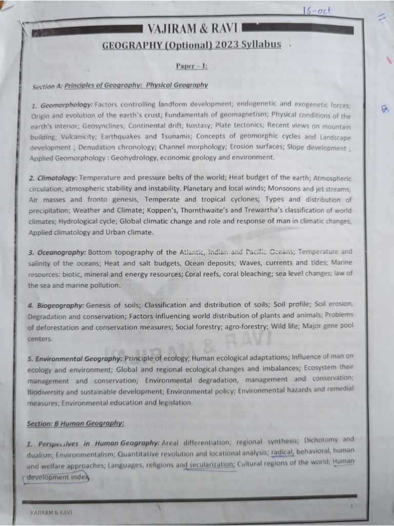 Geography Optional Syllabus | PDF