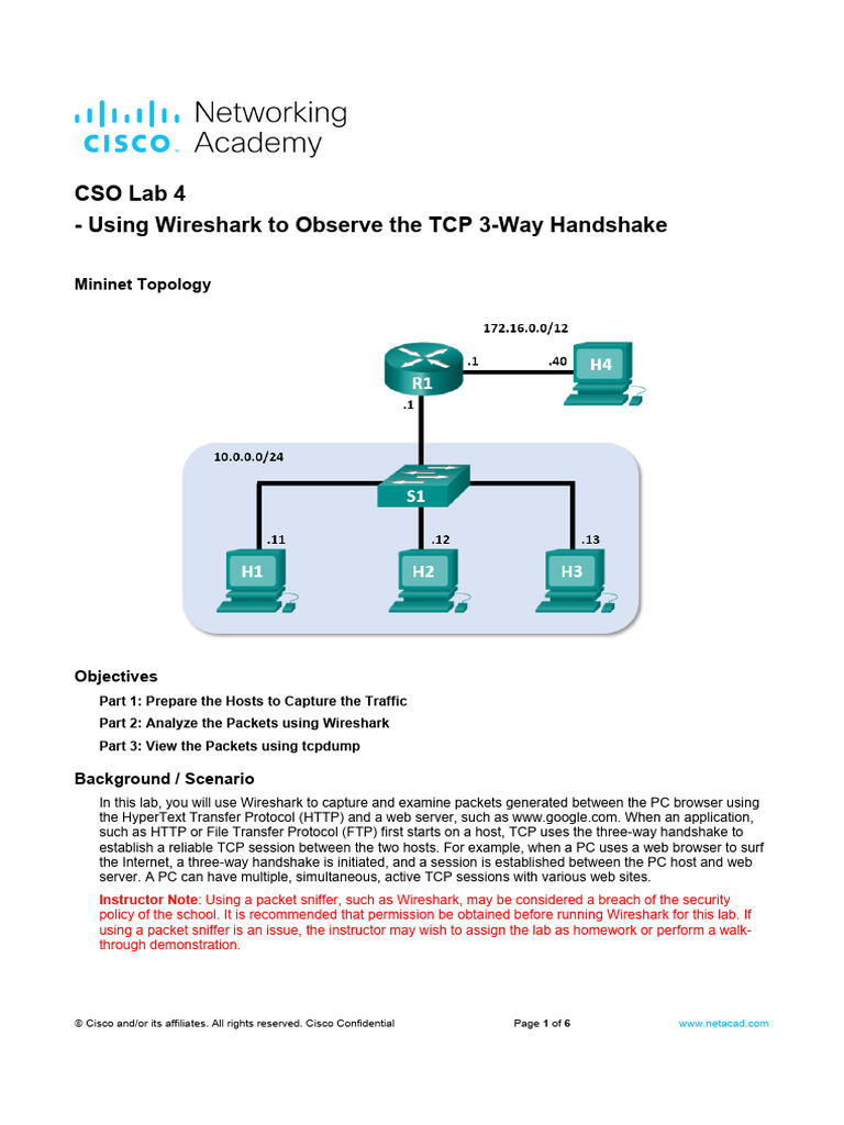 CSO Lab 4 - Using Wireshark To Observe The TCP 3-Way Handshake | PDF | Transmission Control ...