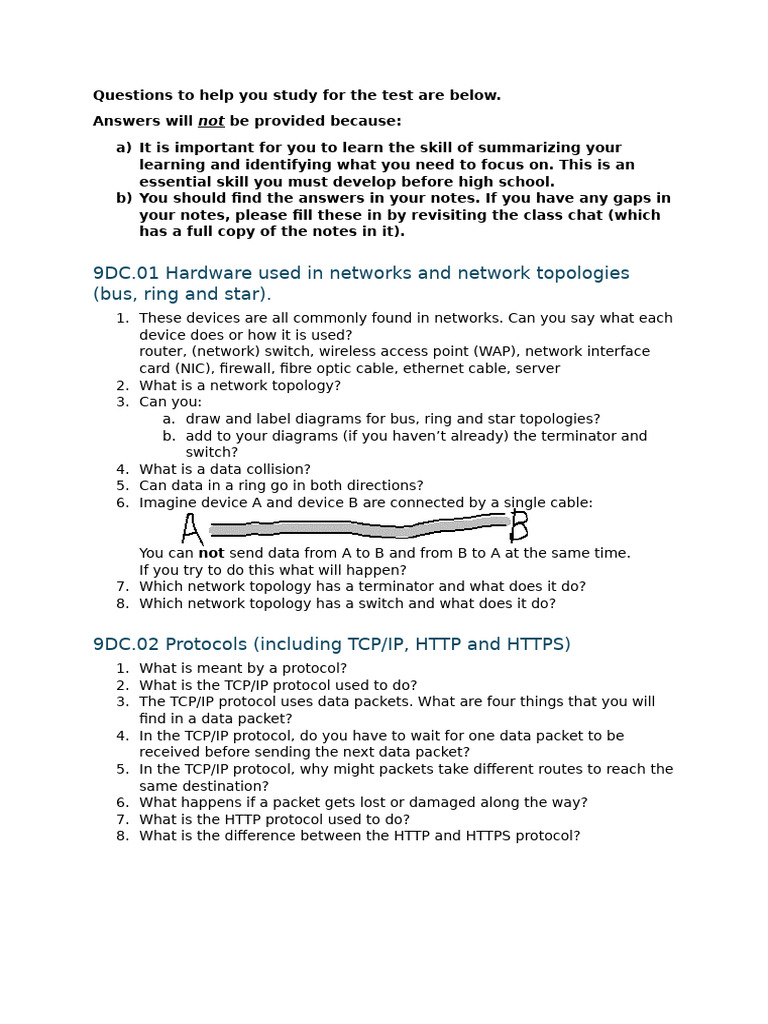 Unit Study Questions - G8 U4 Networks (v1) | PDF | Computer Network ...