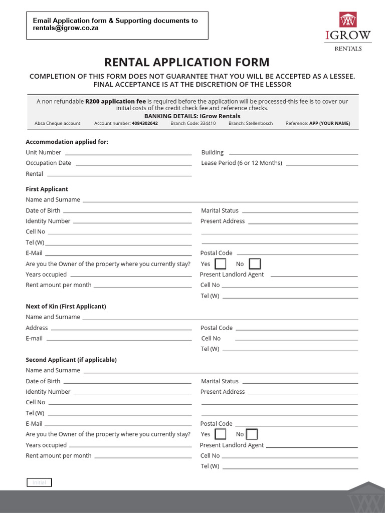 Rental Application Form for Tenants | PDF | Lease | Landlord
