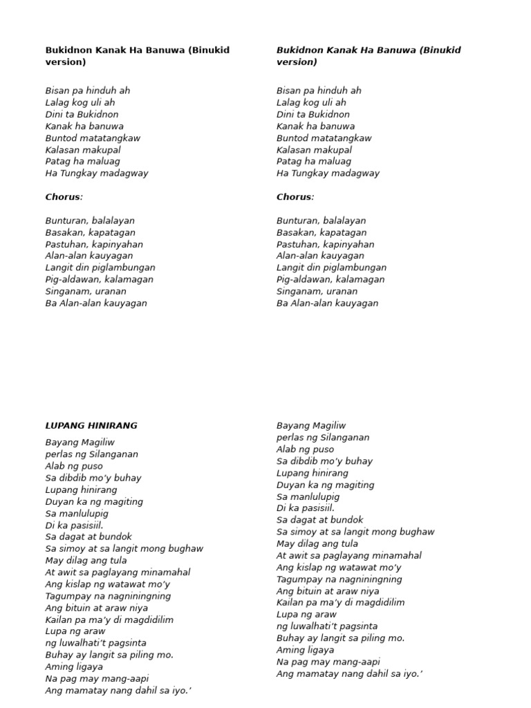 Bukidnon Hymn | PDF