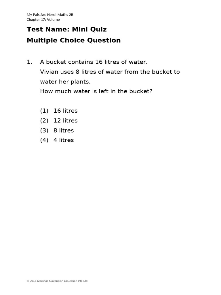 Volume Mini Quiz for Maths 2B | PDF | Chess Theory | Chess