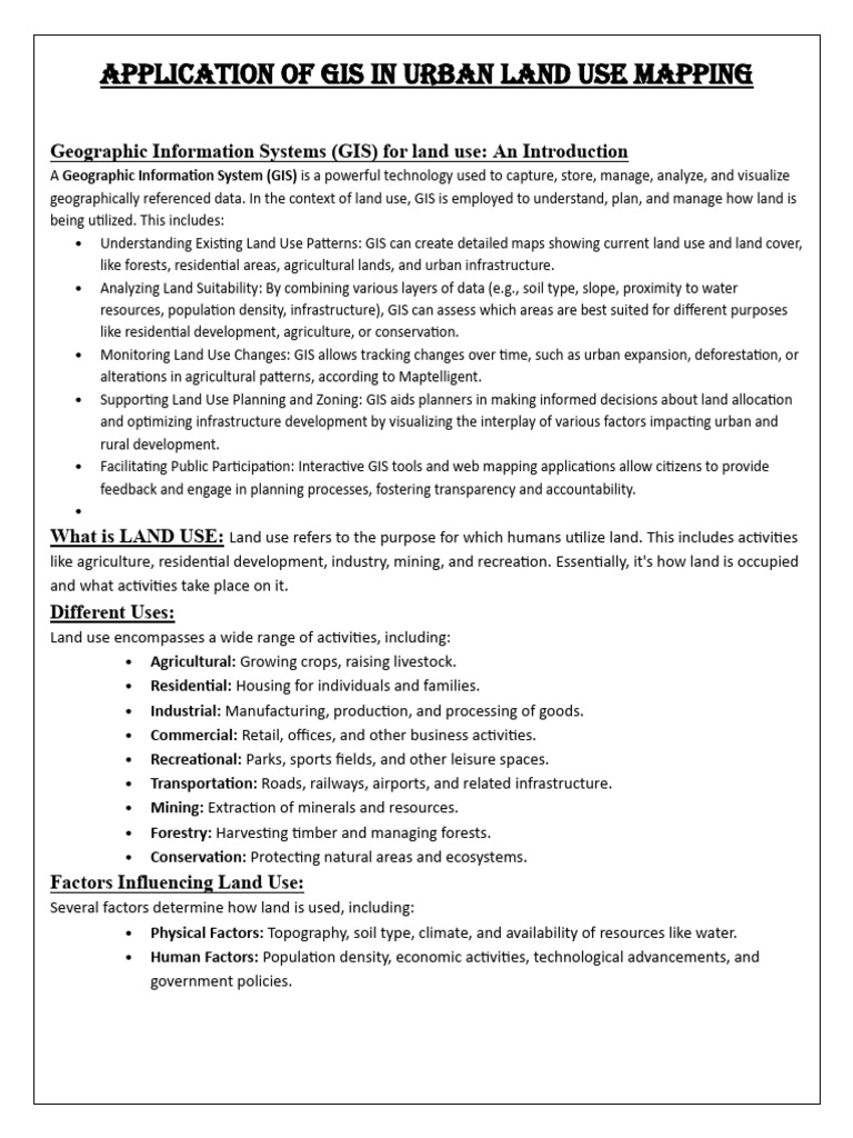 GIS Applications in Urban Land Use Mapping | PDF | Geographic ...