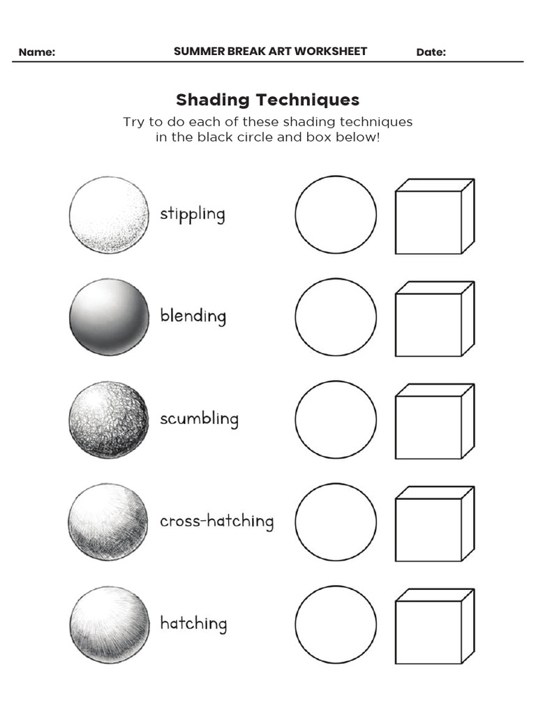 Grade Vi Summer Break Art Worksheet-2 | PDF