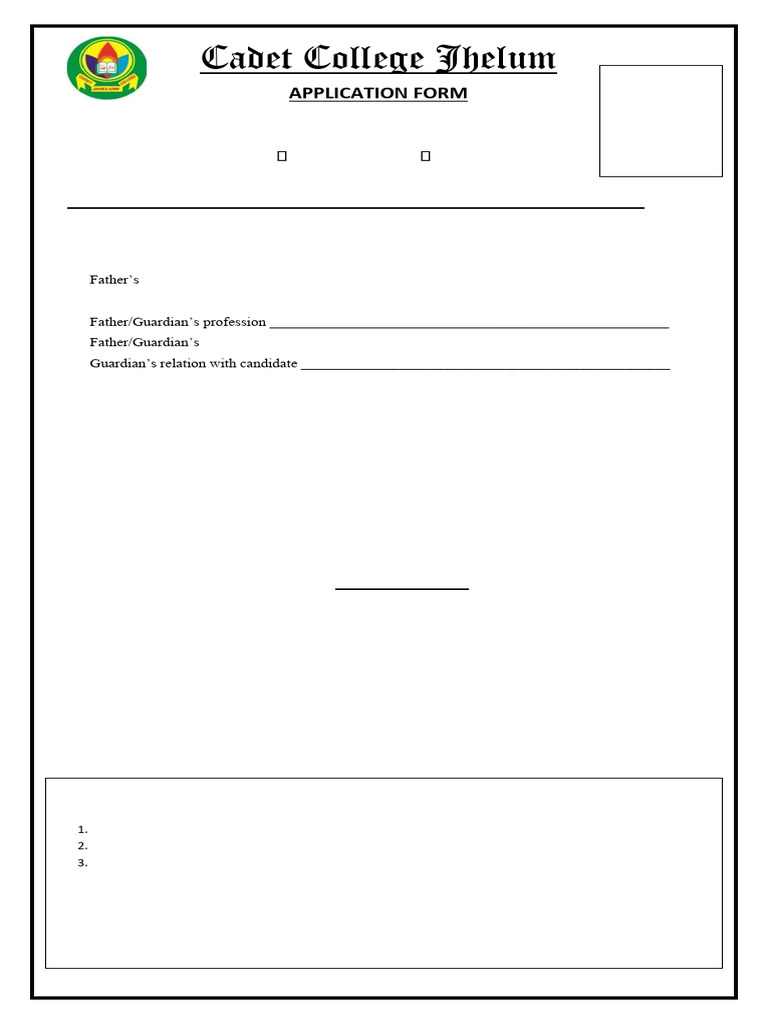 Cadet College Jhelum Application Form | PDF | Government | Government ...