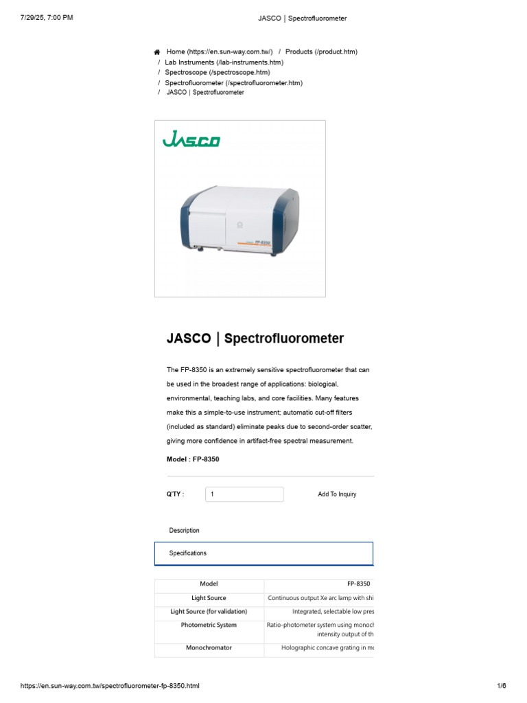 JASCO FP-8350 Spectrofluorometer Overview | PDF | Atomic Physics | Atomic