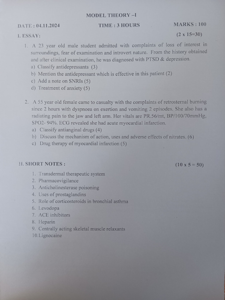 Karur Medical College Model Exam Question Paper | PDF