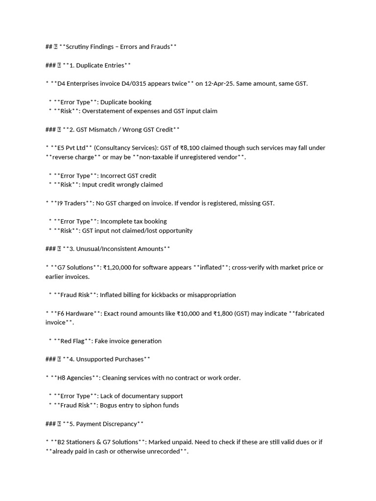 Purchase Ledger Scrutiny | PDF