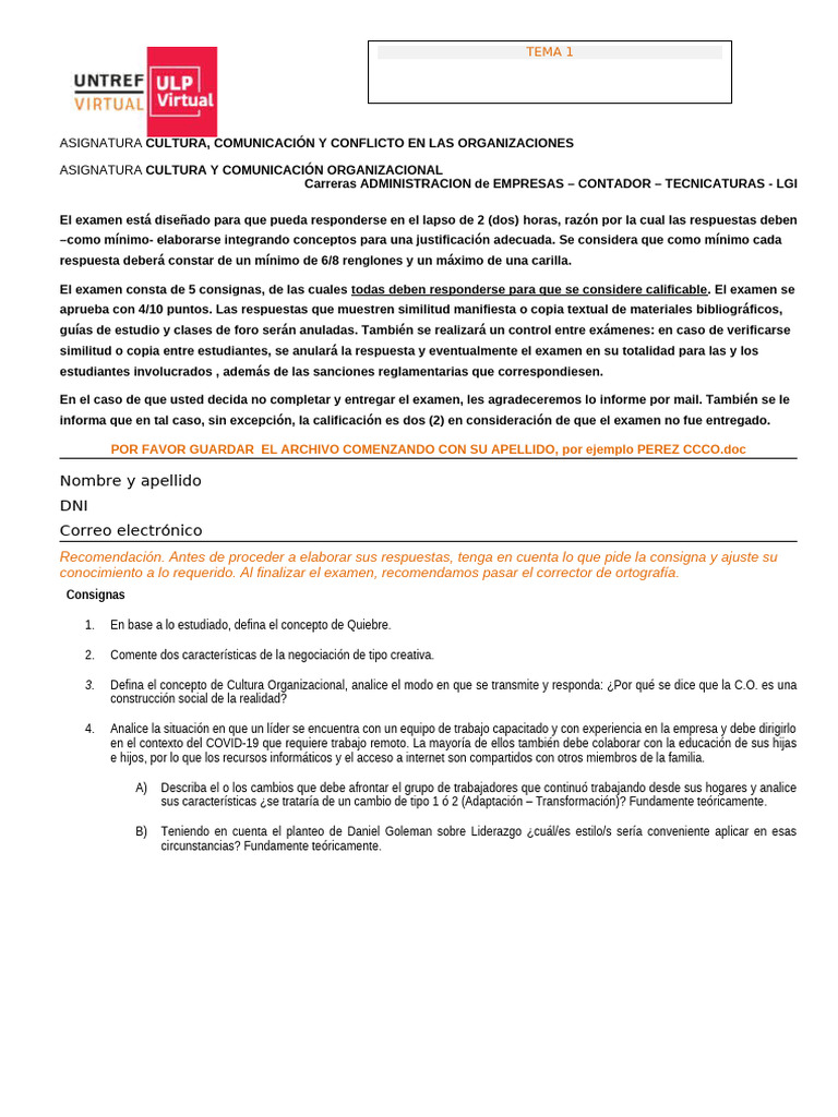 Modelo Examen Final Ulp Ccco 2025 | PDF