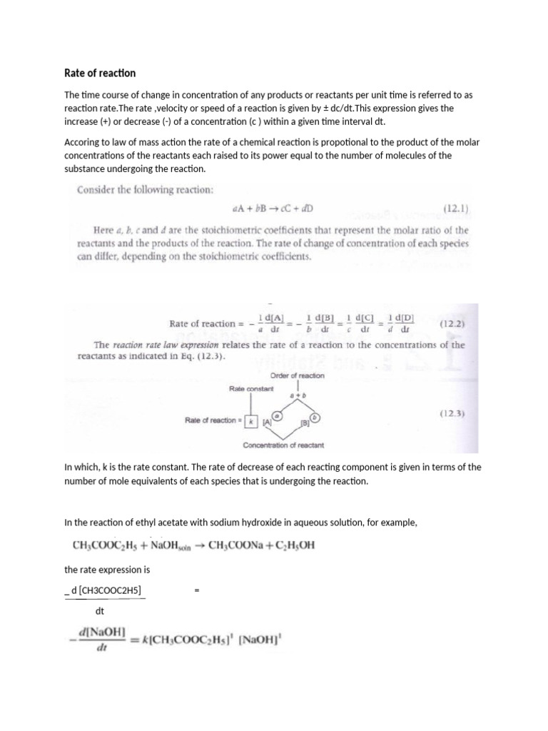 Reaction Order and Molecularity Explained | PDF | Reaction Rate ...