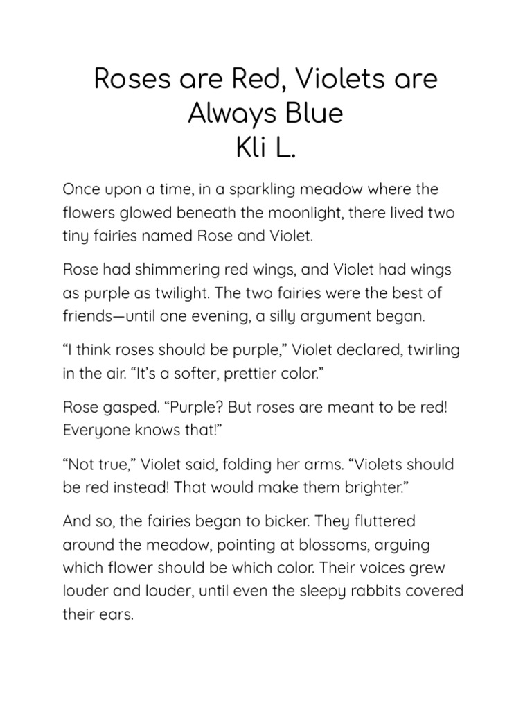 Roses Are Red, Violets Are Always Blue | PDF