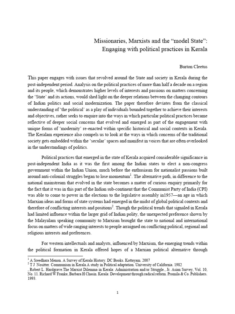 Missionaries Marxists and The Model Stat | PDF | Marxism | Kerala