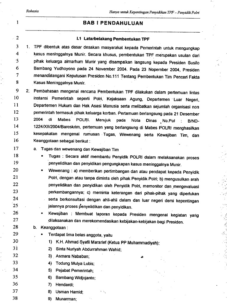 Laporan Akhir TPF Kasus Meninggalnya MUNIR | PDF