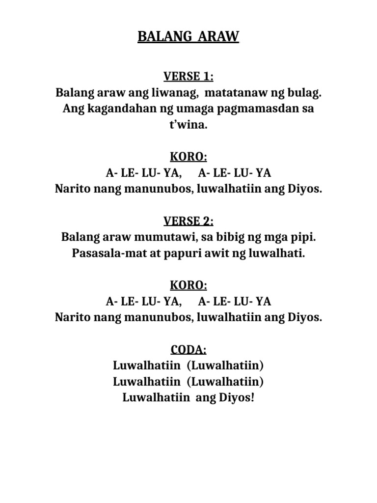Balang Araw Lyrics | PDF