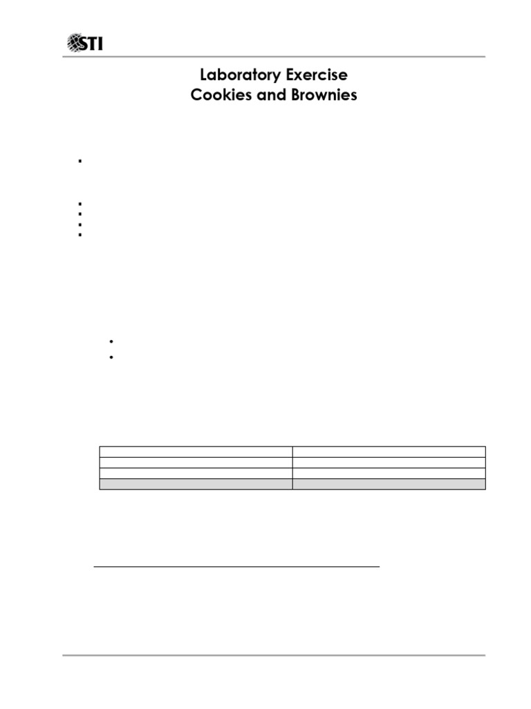 Cookie and Brownie Lab Exercise Guide | PDF | Baking | Butter