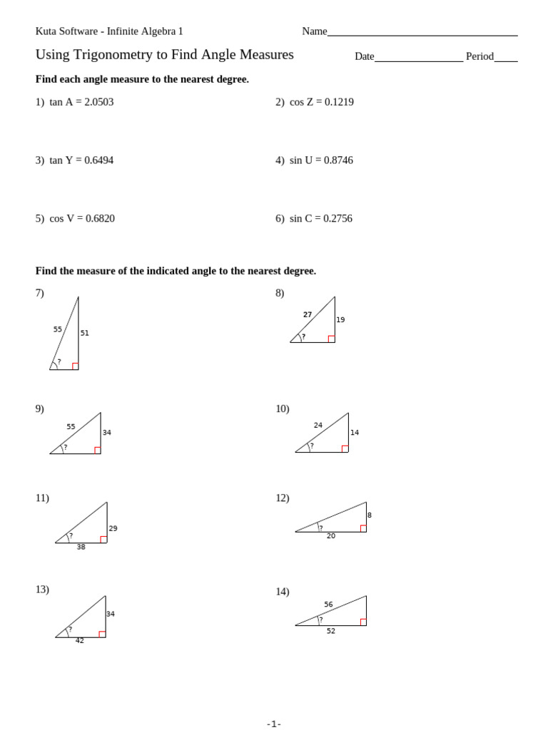 Trigonometry To Find Angle Measures | PDF | Trigonometry | Elementary ...
