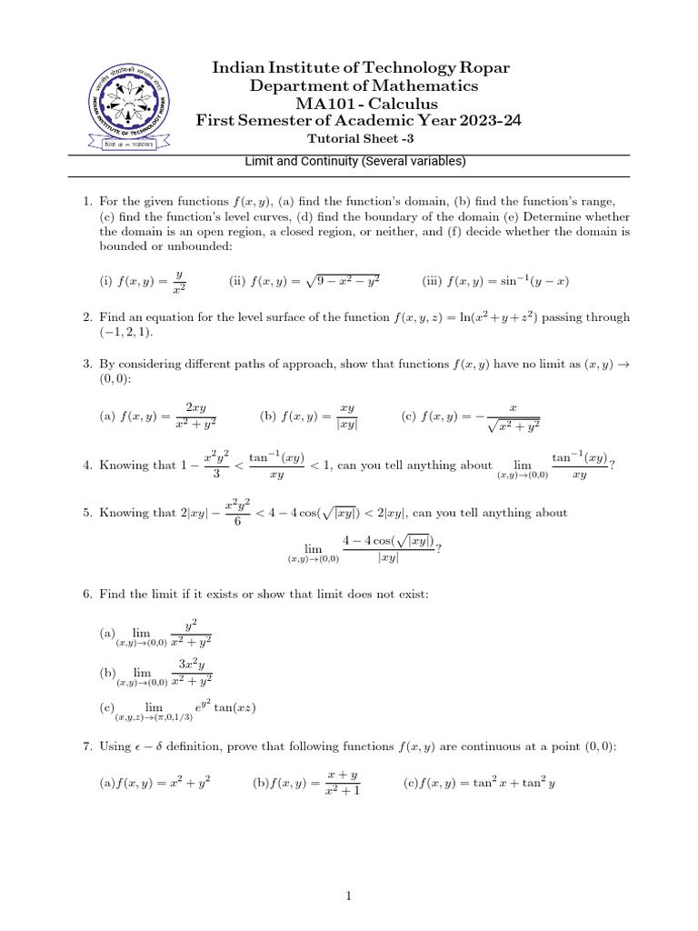 Limits and Continuity in Multivariable Functions | PDF | Function ...