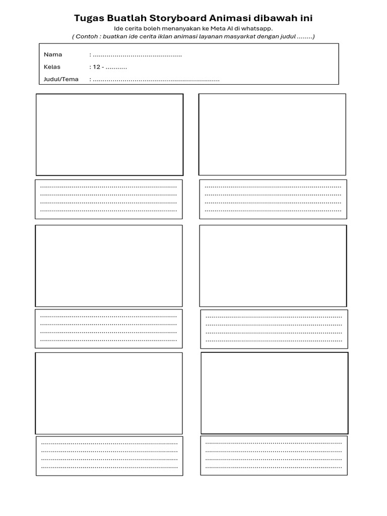 Tugas Buatlah Storyboard Animasi dibawah ini | PDF