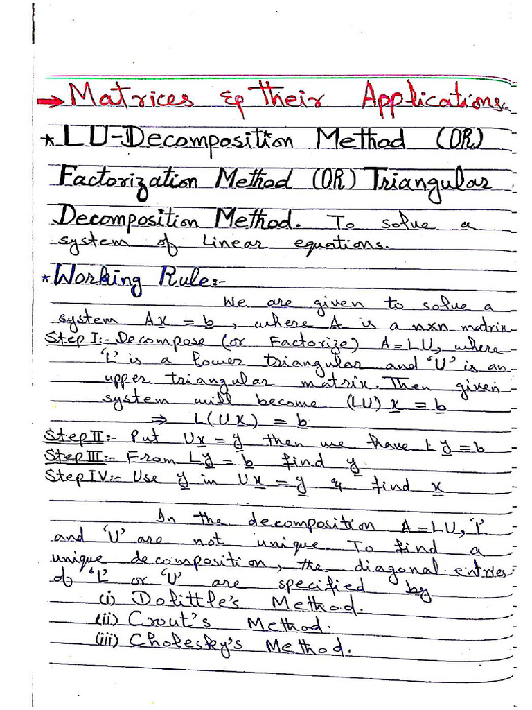 Lu Decomposition Methods Pdf