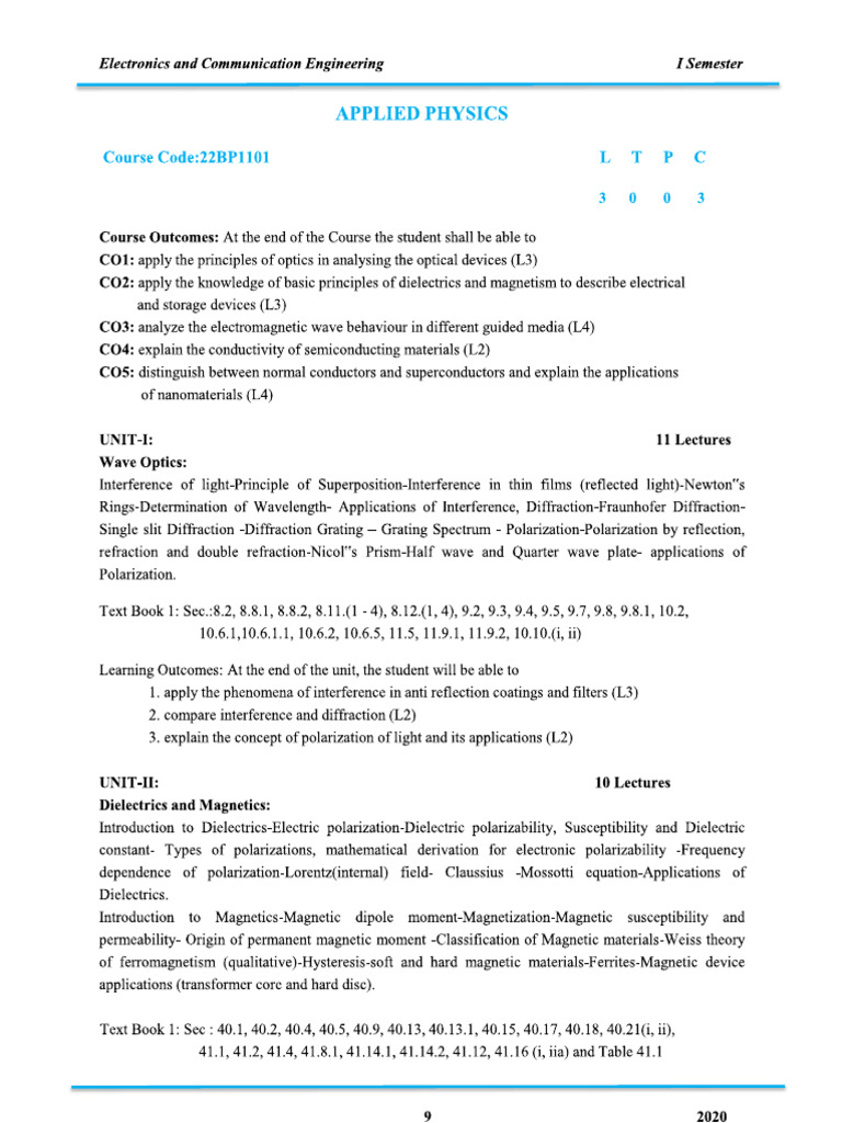 22bp1101 Applied Physics | PDF