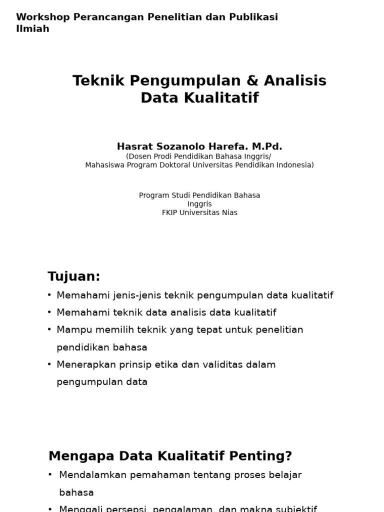 Pengumpulan & Analisis Data Kualitatif (Hasrat Harefa) | PDF ...