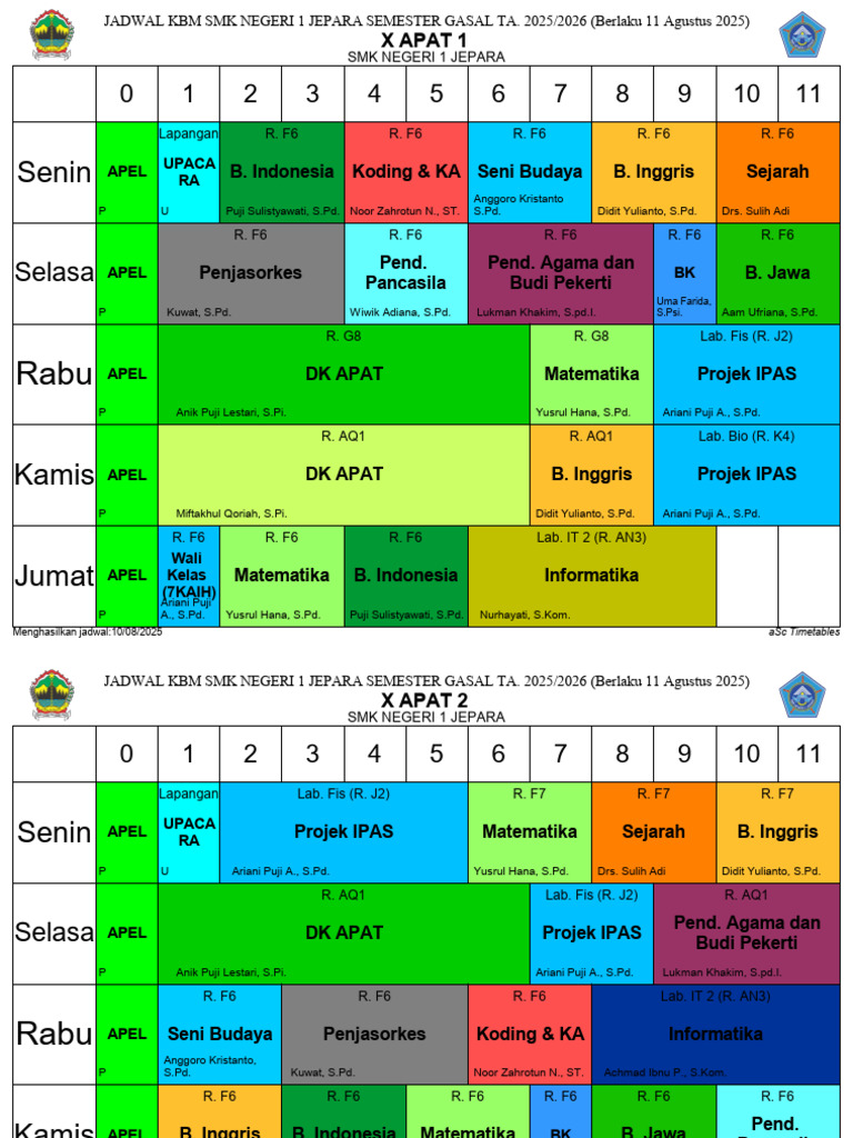 Jadwal KBM SMK Negeri 1 Jepara 2025 | PDF