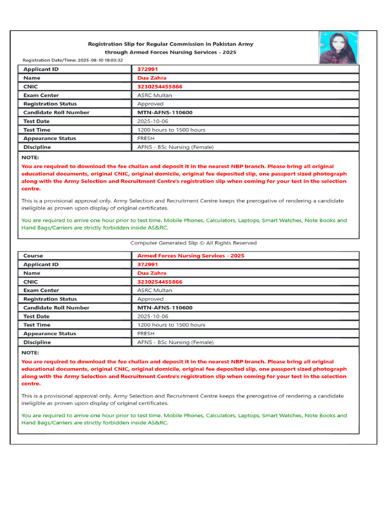 Registration Slip | PDF