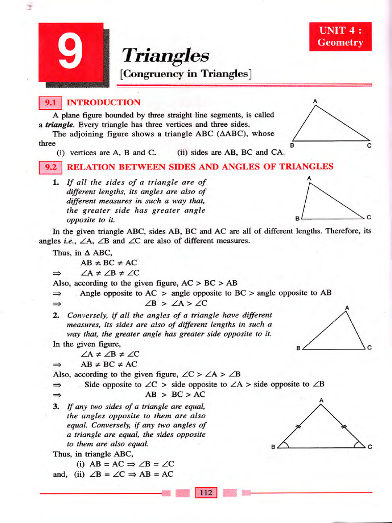 Selina Class 9 Maths Chapter 9 Triangles | PDF