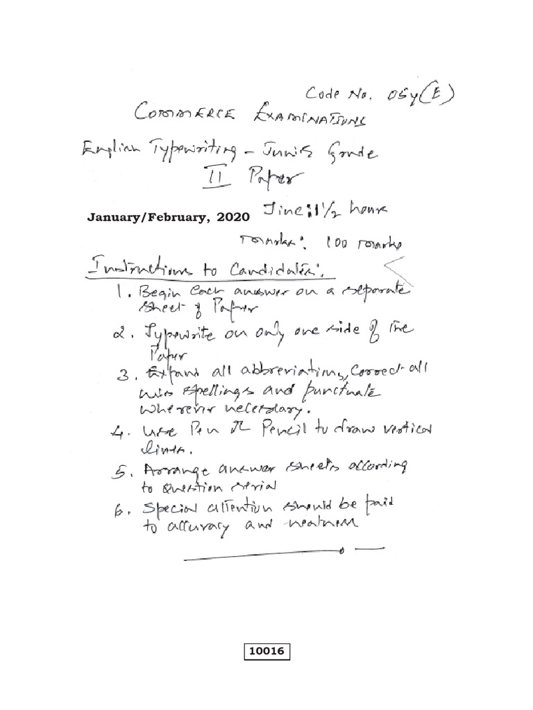 05Y (E) English Typewriting Junior 2nd Paper | PDF