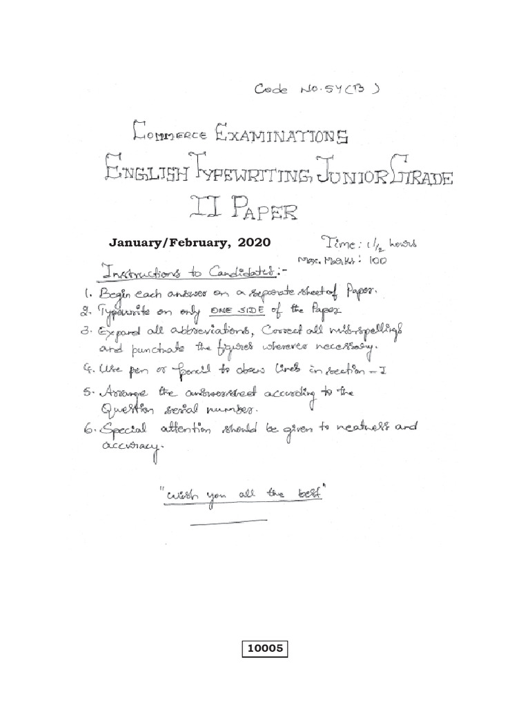 05Y (B) English Typewriting Junior 2nd Paper | PDF
