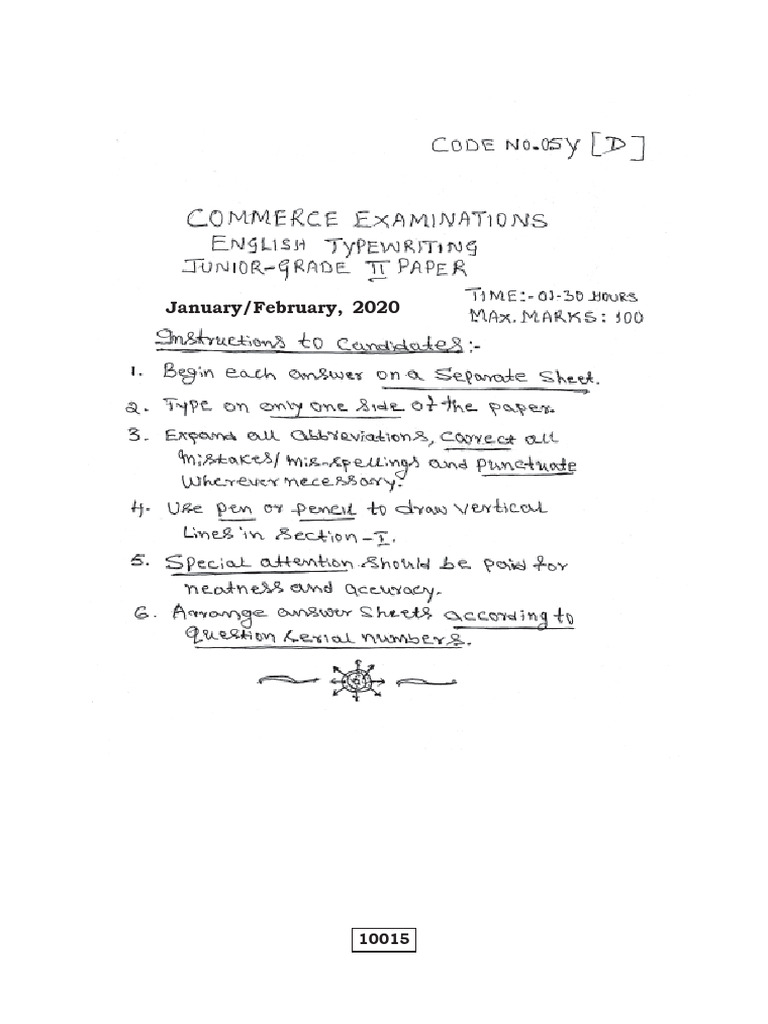 05Y (D) English Typewriting Junior 2nd Paper | PDF