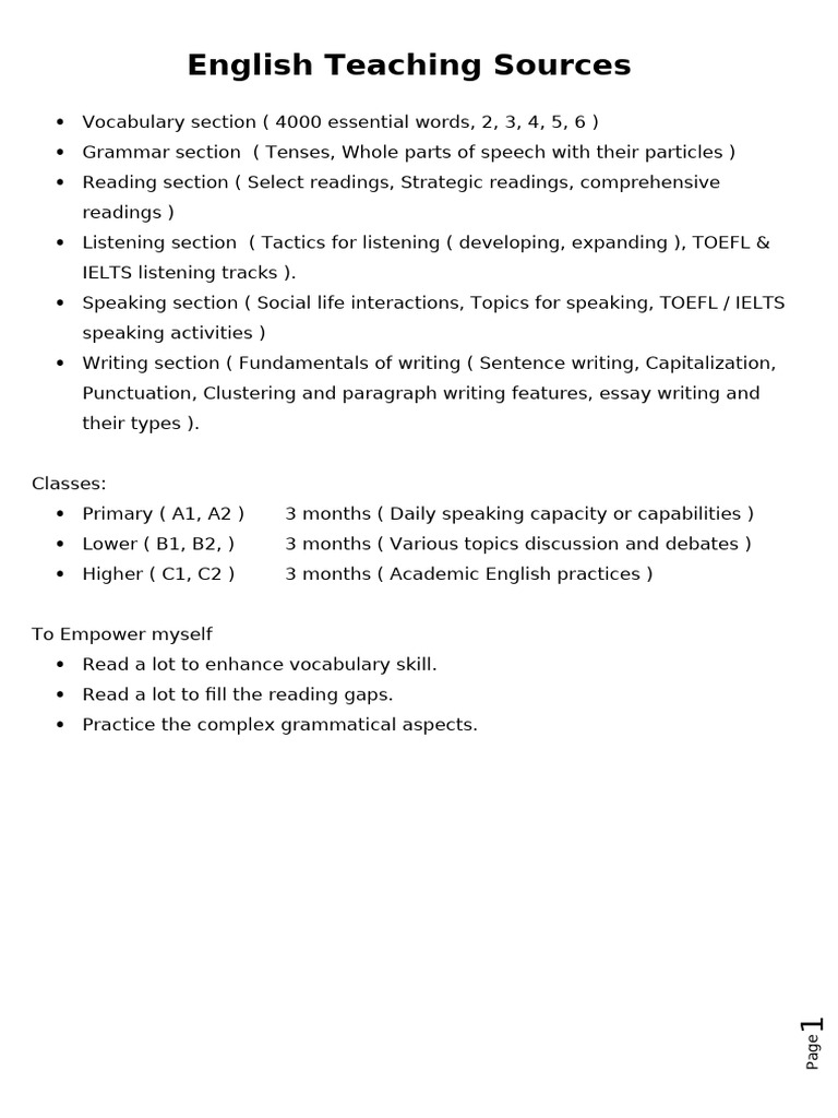 English Teaching Sources | PDF
